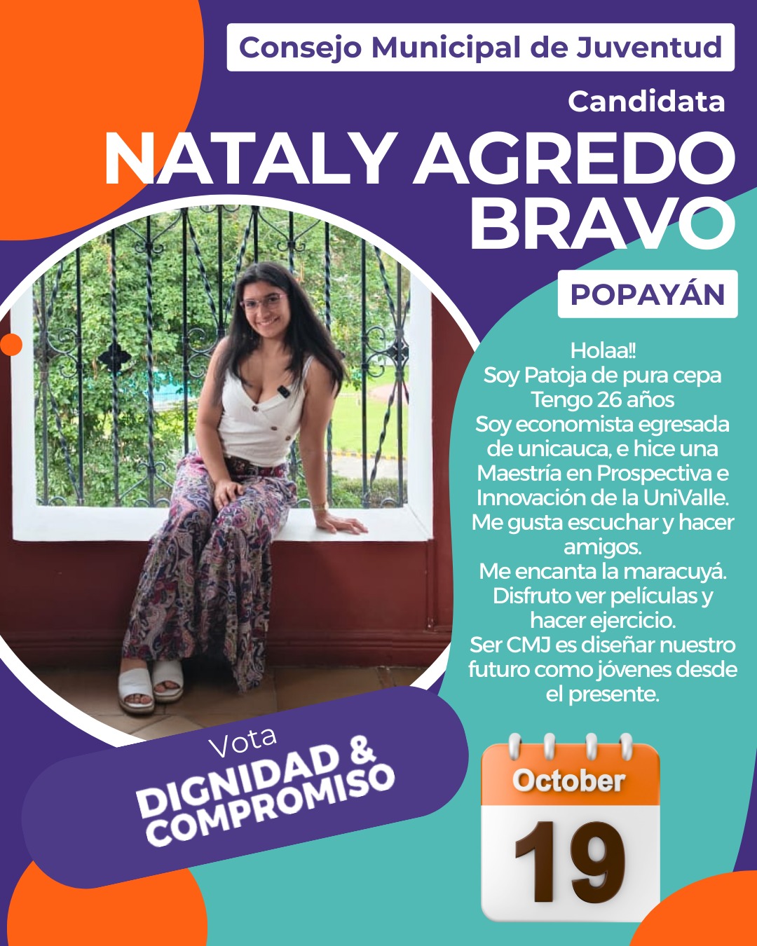 Nataly Agredo Bravo lidera la lista de Dignidad y Compromiso al CMJ en ...